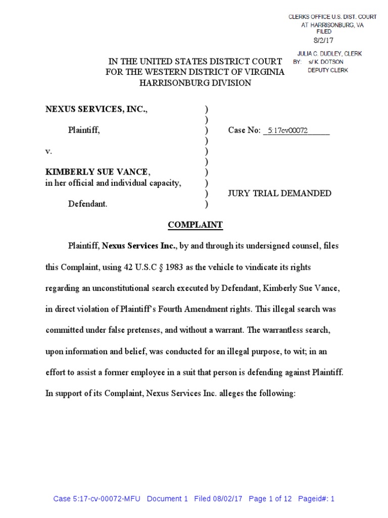 Nexus V Kimberly Sue Vance | PDF | Fourth Amendment To The United ...