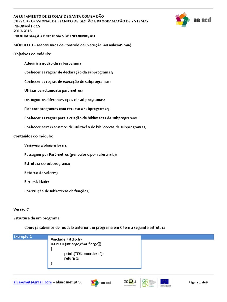 Módulo 3 - Programação Estruturada | PDF | Programa de computador ...