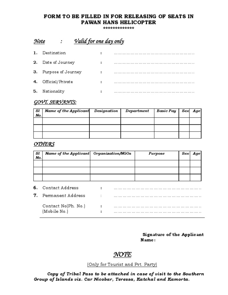 Helicopter Seat Release Form | PDF