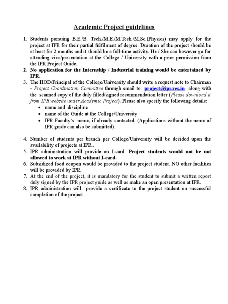 Academic Project Guidelines | PDF