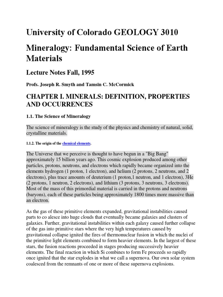 Mineralogy Simple Notes | PDF | Minerals | Igneous Rock