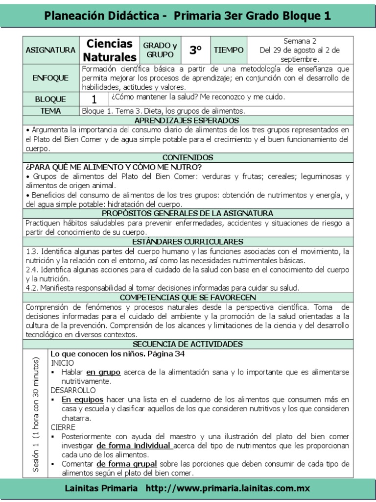 Plan 3er Grado - Bloque 1 Ciencias Naturales (2016-2017) | PDF ...
