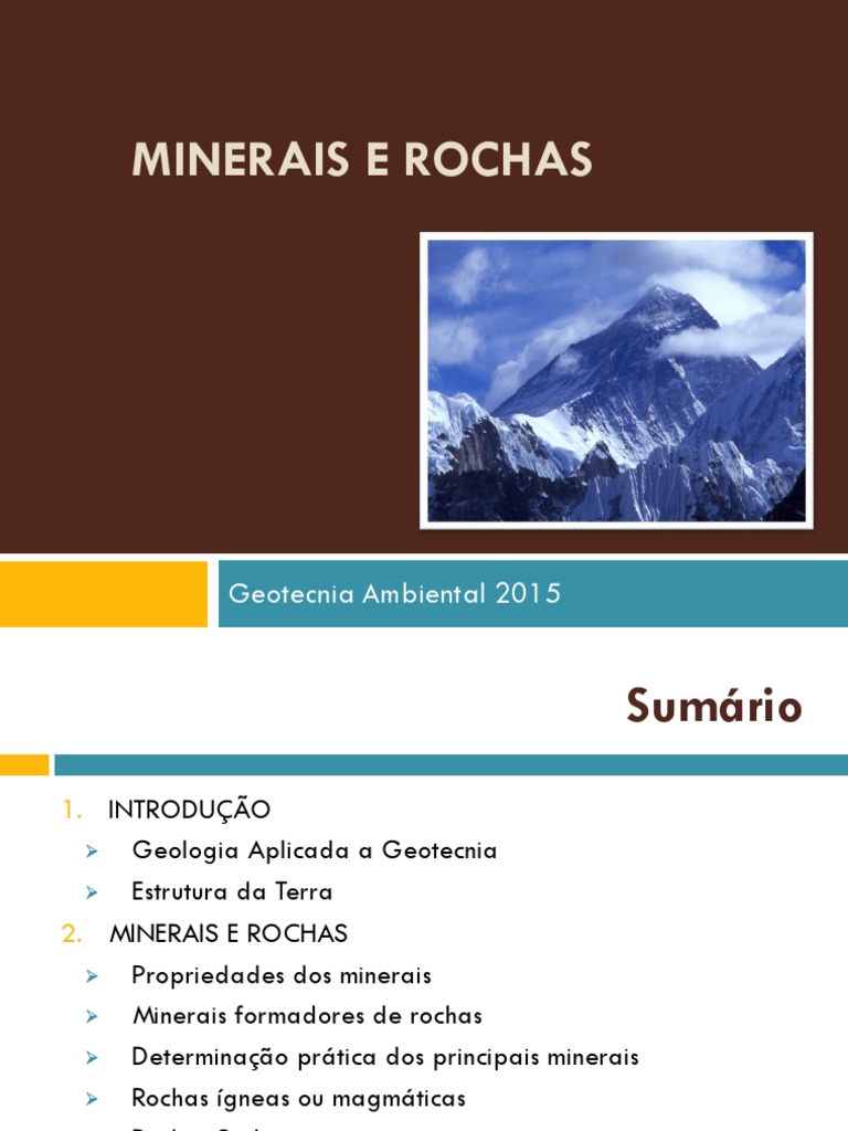 Aula 1 - Rochas e Minerais PDF | PDF | Magma | Rocha ígnea