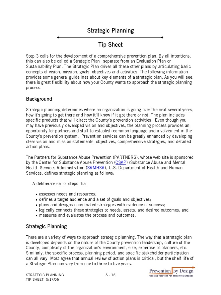 Strategic Planning Tip Sheet: Background | PDF