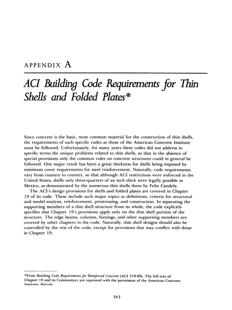 ACI Building Code Requirements for Thin Shells and Folded Plates | PDF ...