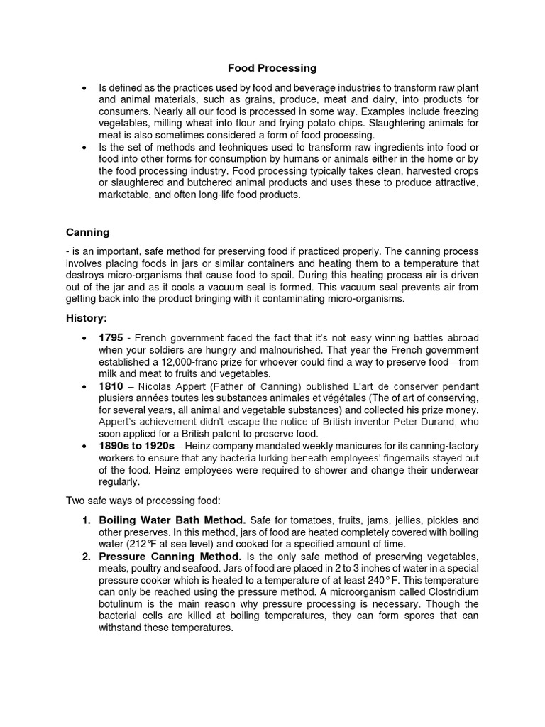 Food Processing | PDF | Food Preservation | Convenience Food