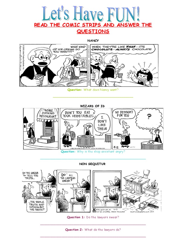 Read The Comic Strips and Answer The Questions: Nancy | PDF