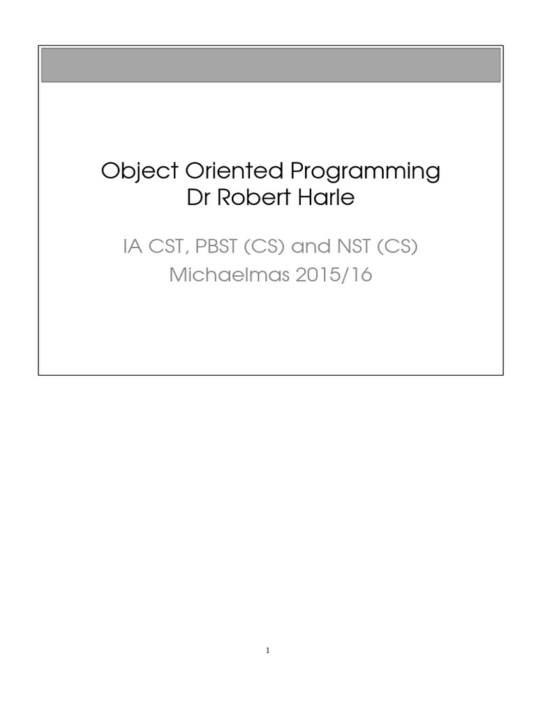 Rkh23 Oop Firsthalf | PDF | Constructor (Object Oriented Programming) | Programming