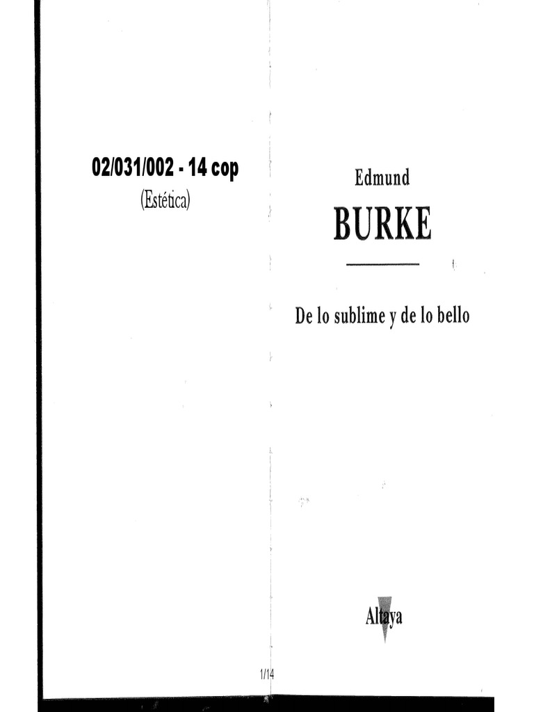 Burke, E. - de Lo Sublime y de Lo Bello PDF | PDF