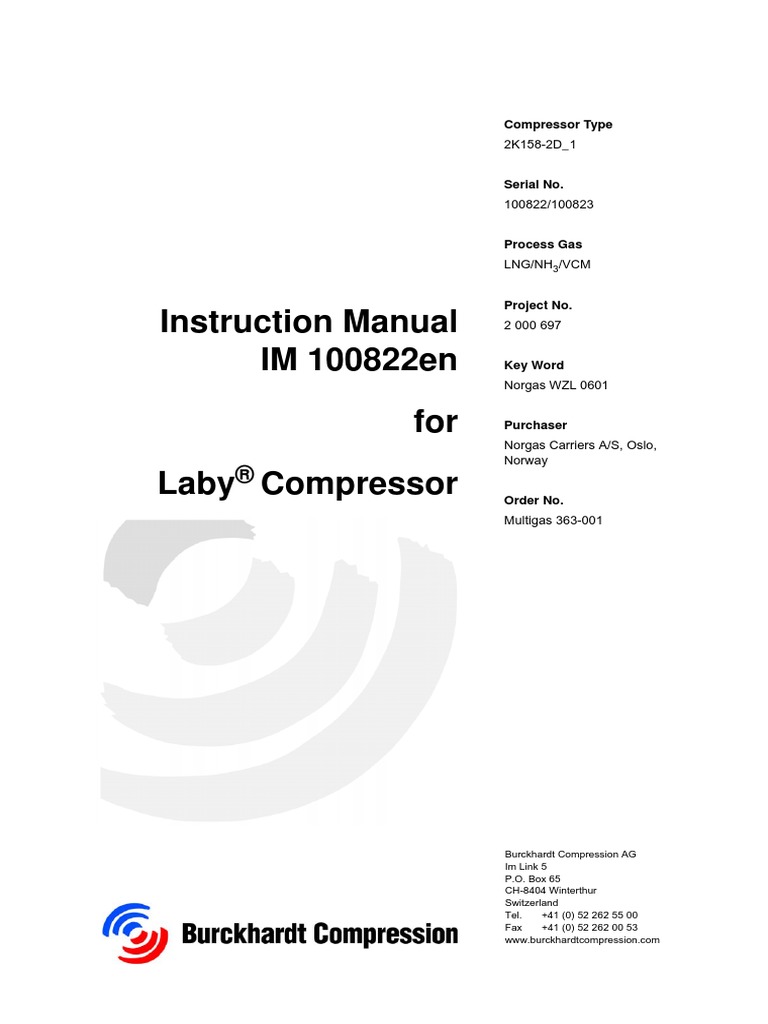 Compressor Manual | PDF | Water | Gas Compressor