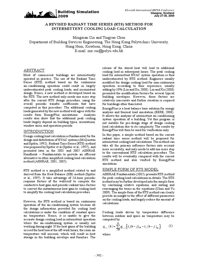 A Revised Radiant Time Series (RTS) Method For Intermittent Cooling ...