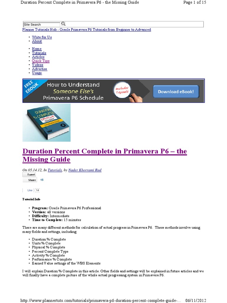 Primavera p6 Duration Perc PDF | PDF | Computing | Software