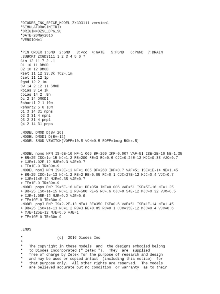 Diodes Spice Models | PDF | Bipolar Junction Transistor | Electronic ...