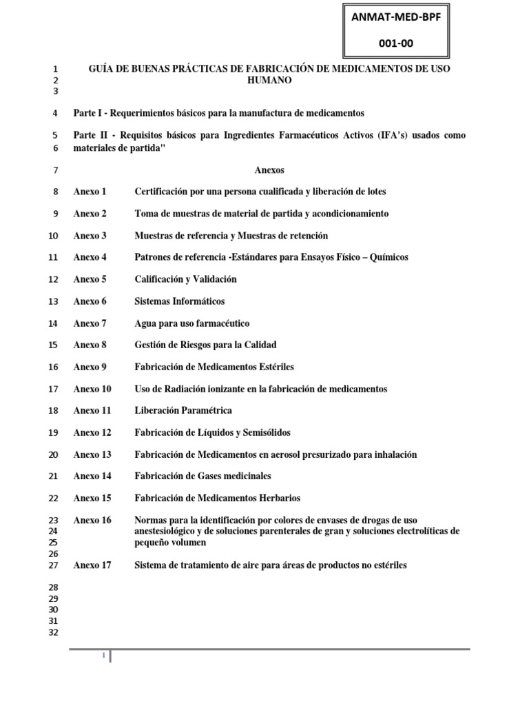 Anmat Med BPF 001 00 | PDF | Medicamentos con receta | Farmacéutico