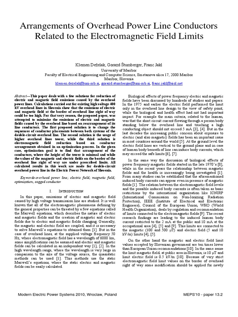 Electromagnetic Field Reduction Methods for Overhead Power Lines Based ...