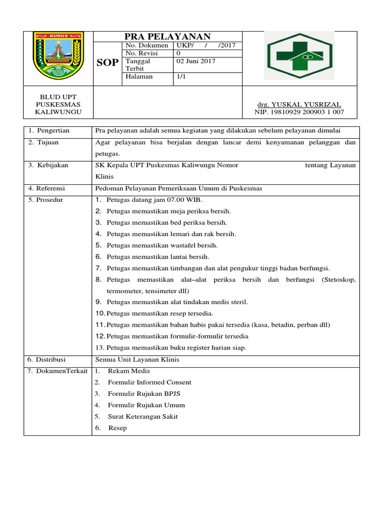 Sop Pra Pelayanan | PDF