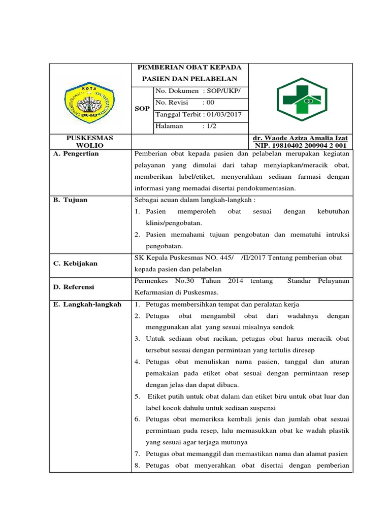 Pemberian Obat Kepada Pasien Dan Pelabelan | PDF