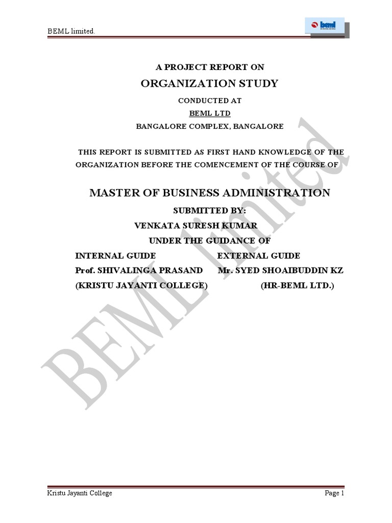 BEML Organization Structure | PDF | Economies