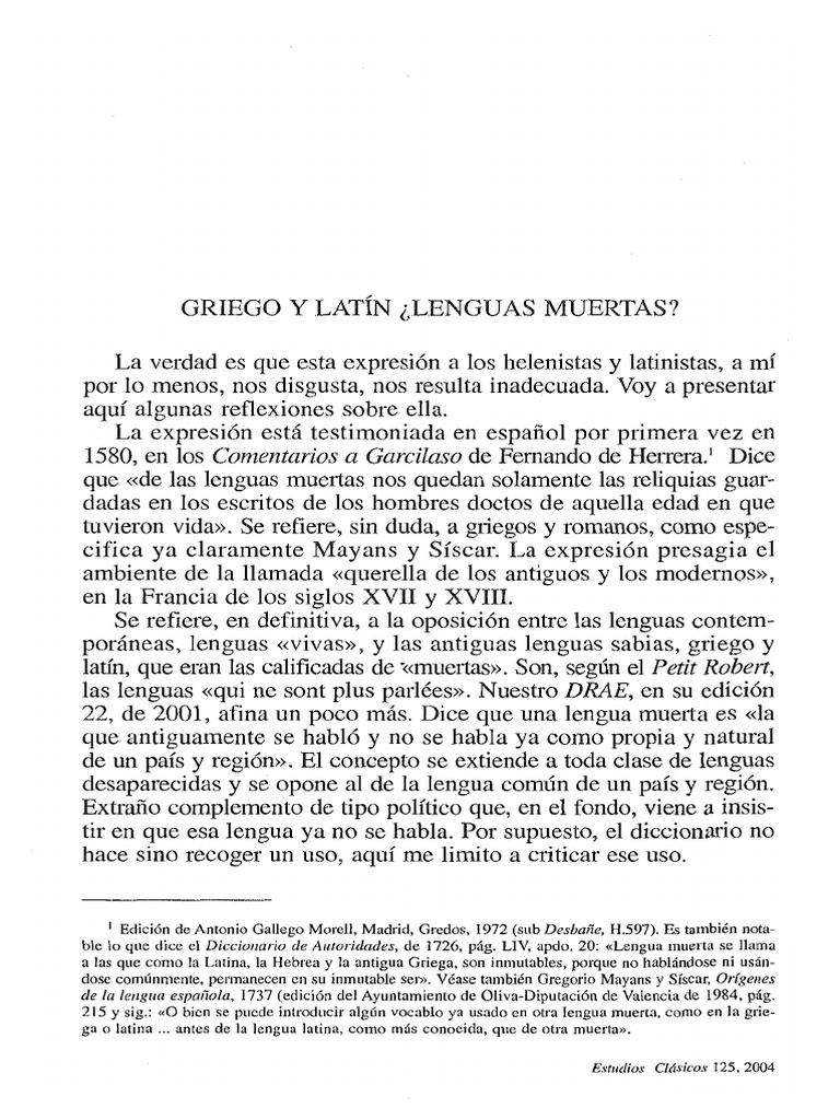 Griego y Latín ¿Lenguas Muertas | PDF | latín | Lengua griega