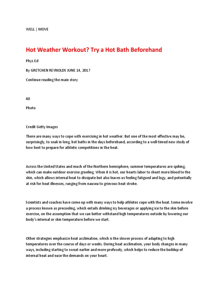 Hot Weather Workout? Try A Hot Bath Beforehand | PDF | Physical ...