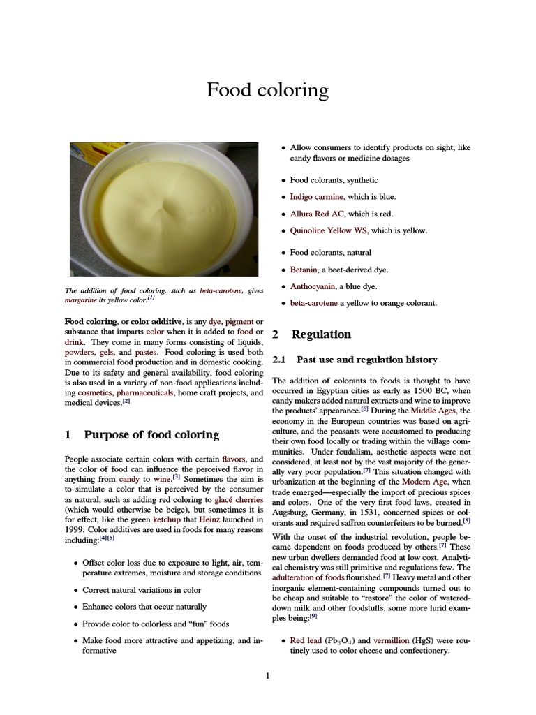 Food Coloring | PDF | Food And Drink | Food Industry