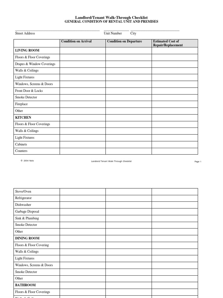 Walk Through Residential Checklist PDF | PDF | Architectural Elements ...