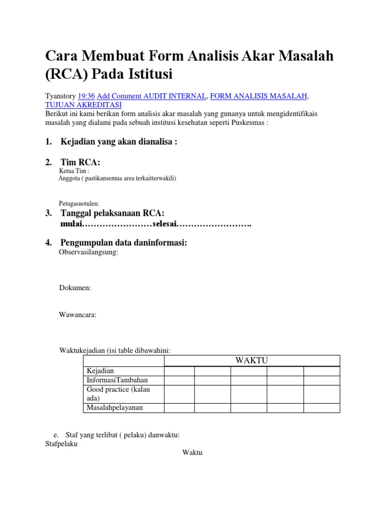 Cara Membuat Form Analisis Akar Masalah | PDF