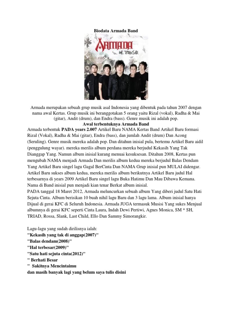 Biodata dan Sejarah Armada Band | PDF
