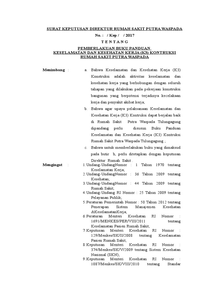 SK Panduan k3 Kontruksi MFK | PDF