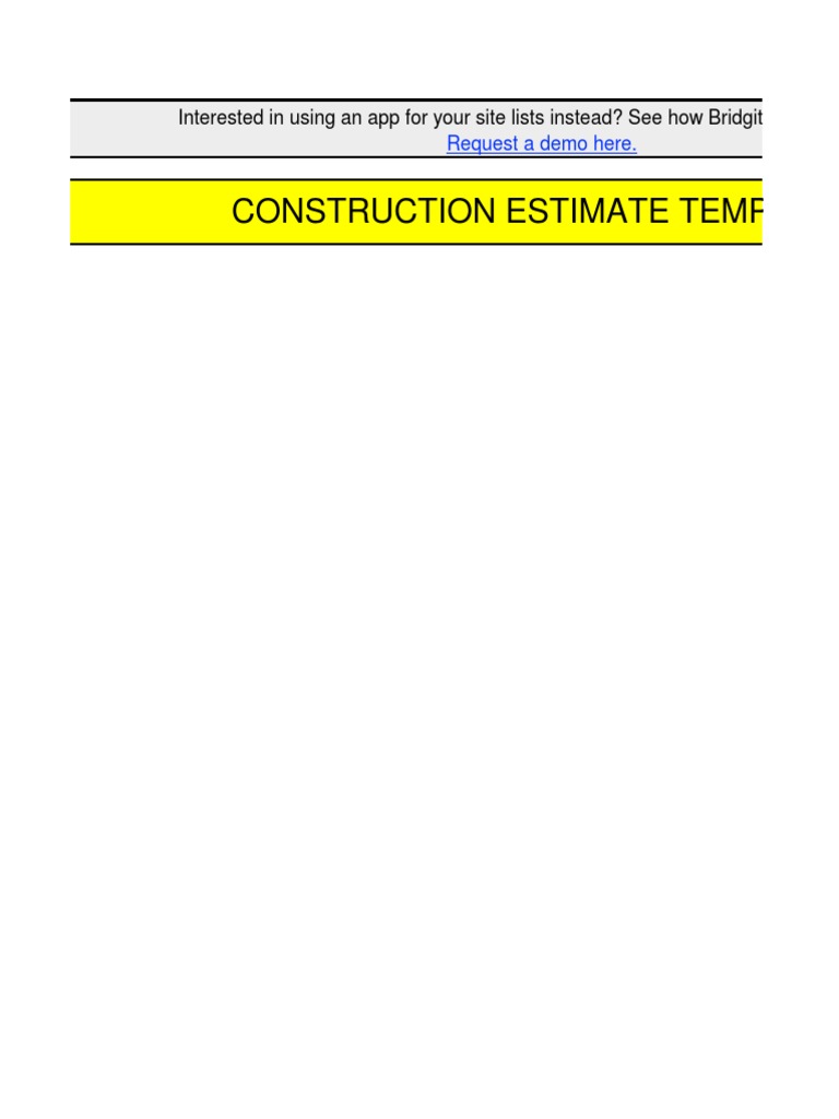Construction Estimate Template | PDF