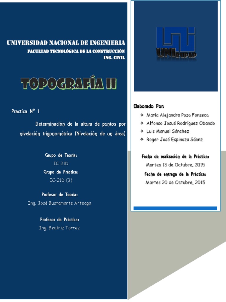 Informe Práctica 1 Topografía II PDF | PDF | Topografía | Geomática
