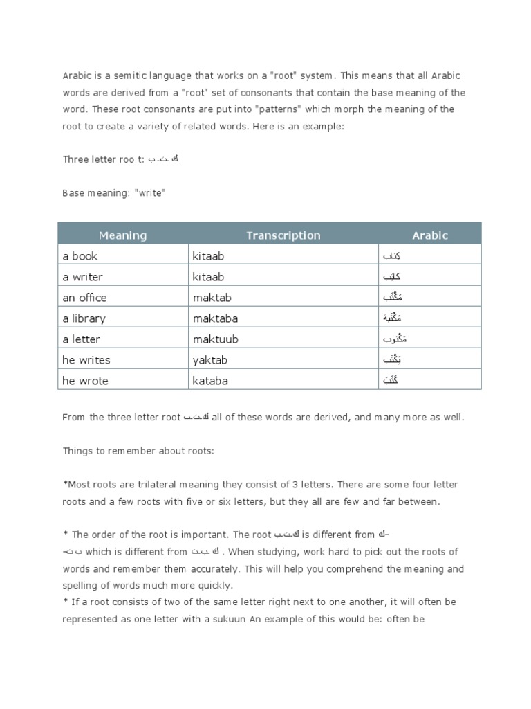 Arabic Roots | PDF | Arabic | Philology