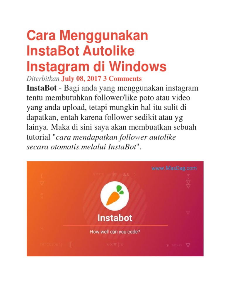 Cara Menggunakan InstaBot Autolike Instagram Di Windows | PDF