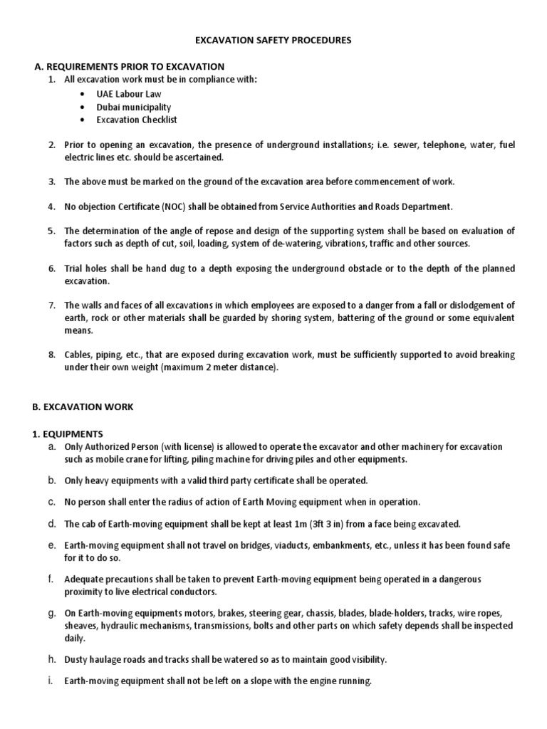 Excavation Safety Procedures | PDF | Deep Foundation | Traffic