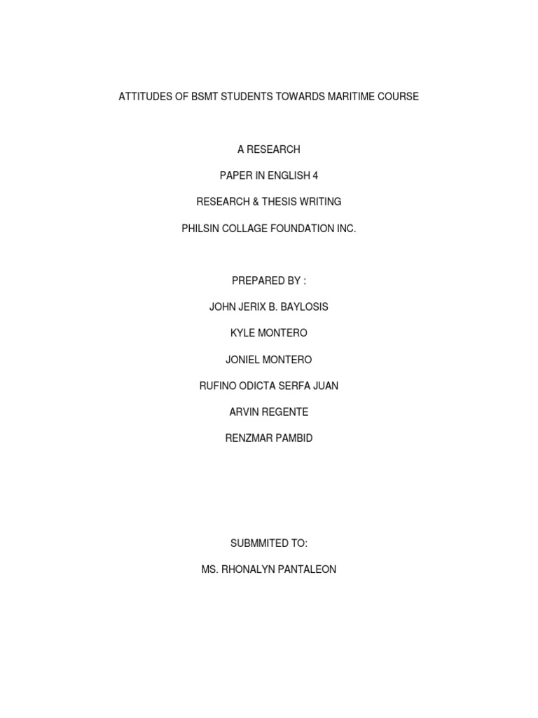 Attitudes of BSMT Students Towards Maritime Courses | PDF | Sailor ...