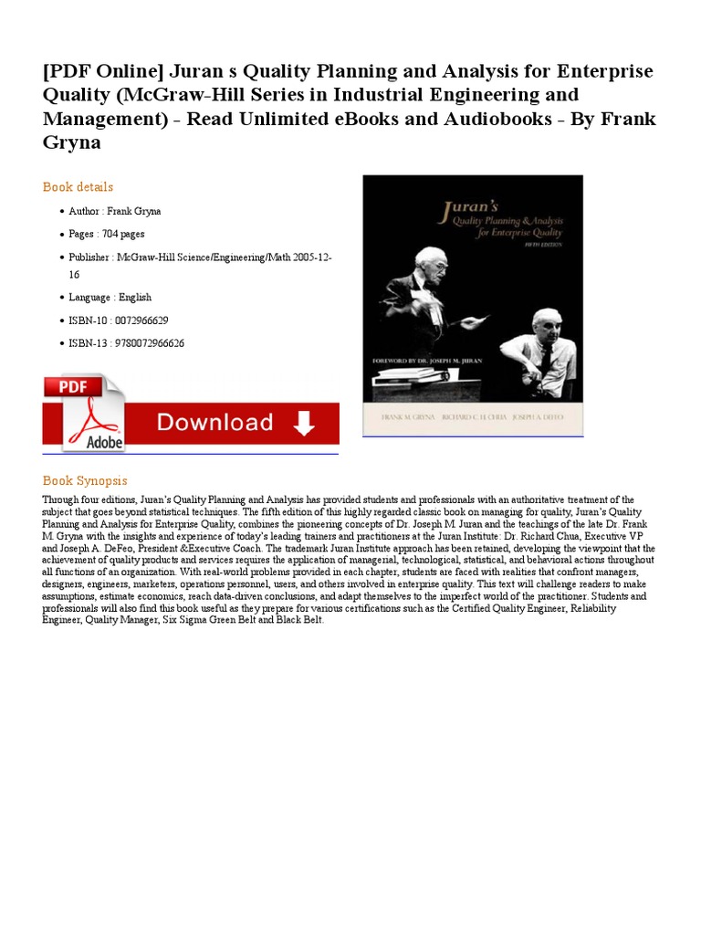 Juran S Quality Planning and | PDF | E Books | Science And Technology