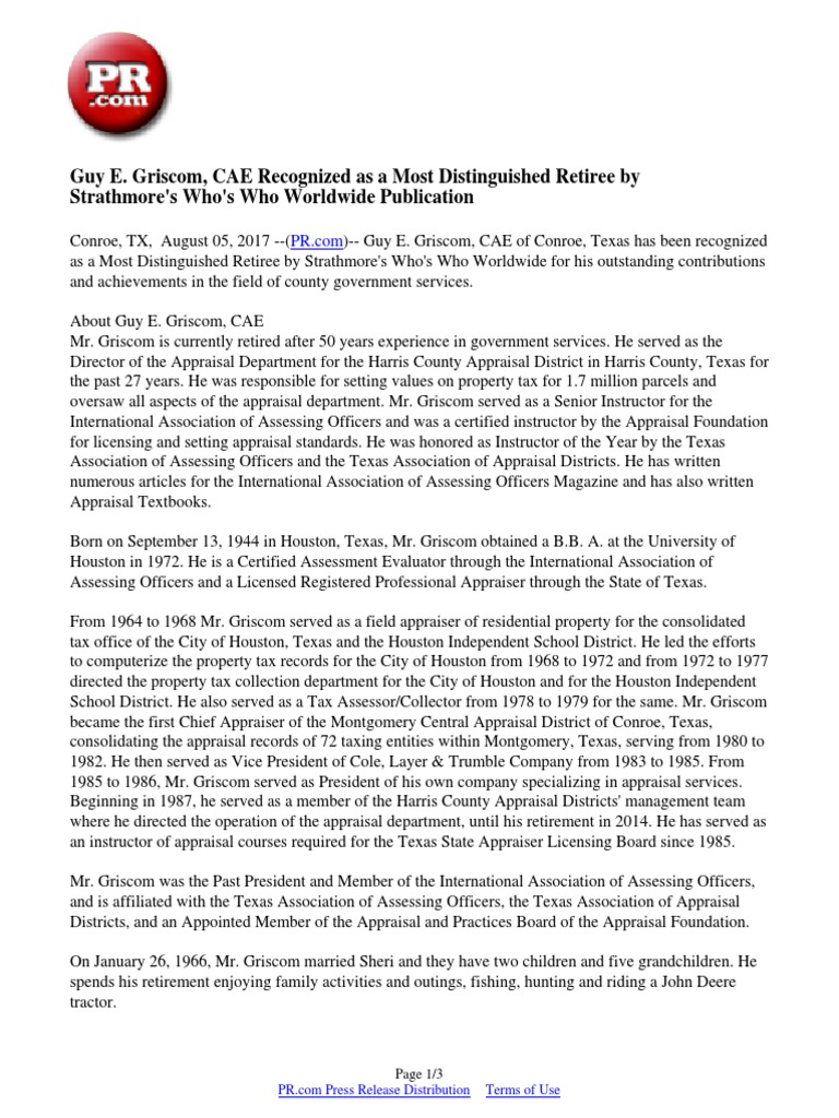 Guy E. Griscom, CAE Recognized As A Most Distinguished Retiree by ...