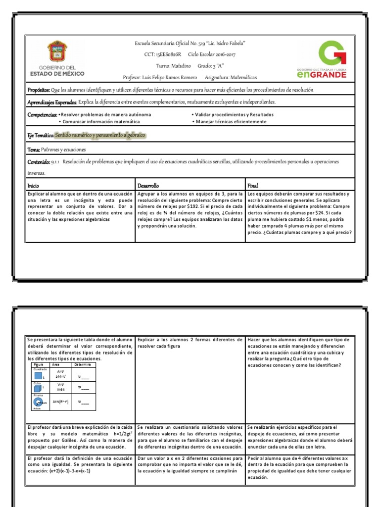 Planeación Matematicas Tercer Grado (Plan 2011) | PDF | Triángulo ...