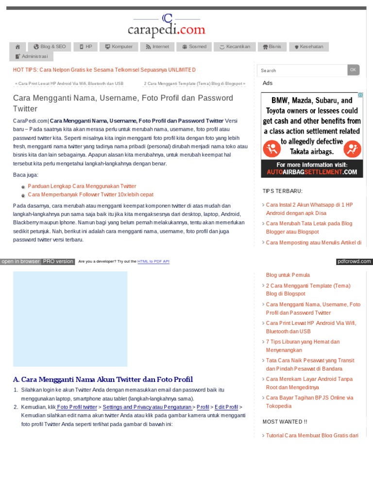 Cara Mengganti Nama Username Foto Profi | PDF | Karier & Perkembangan | Bisnis