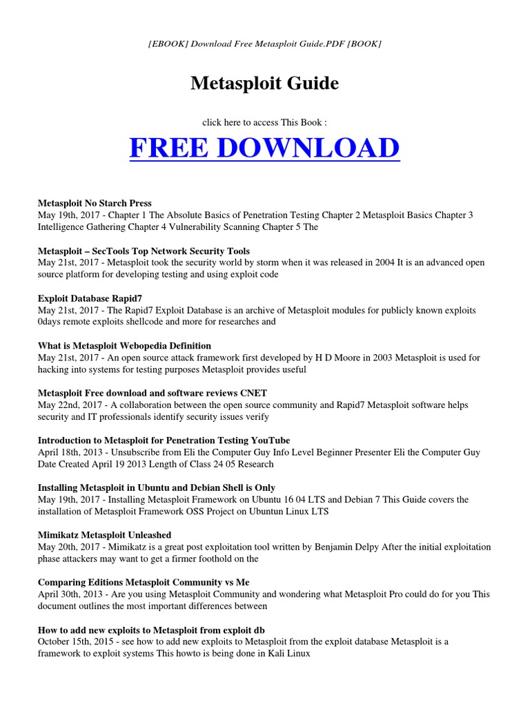 Metasploit Guide | PDF | Security Technology | Security Engineering