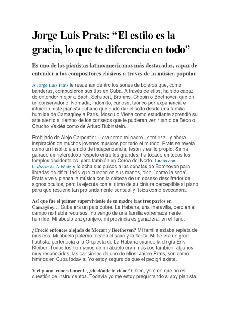 Jorge Luis Prats. Entrevista | PDF | Piano | Cuba