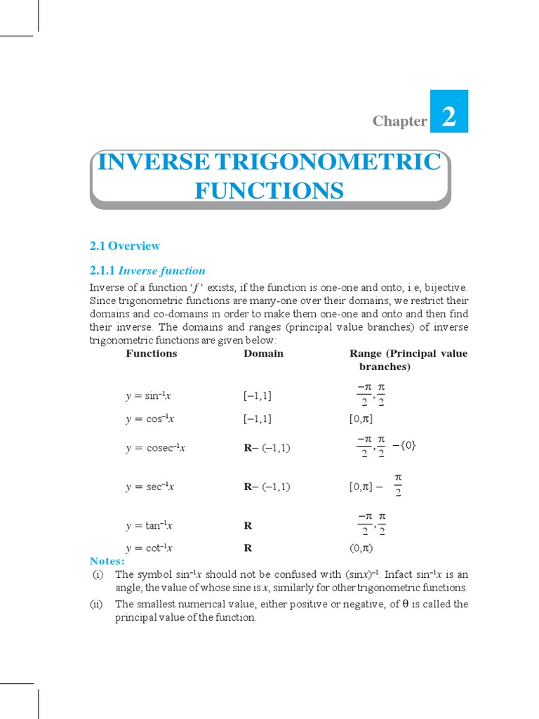 Exploring Inverse Trigonometric Functions: Properties, Examples, and ...