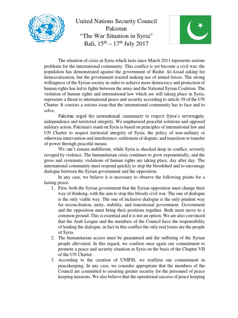 Position Paper | PDF | Syria | United Nations