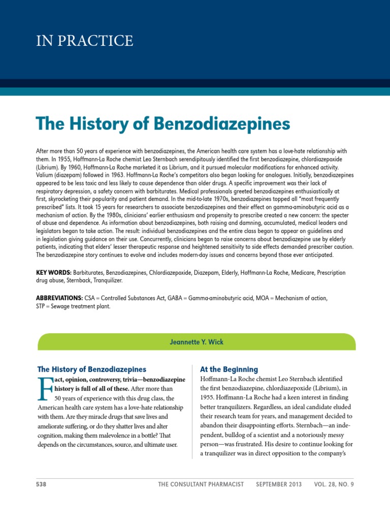 The History of Benzodiazepines: in Practice | PDF | Benzodiazepine ...