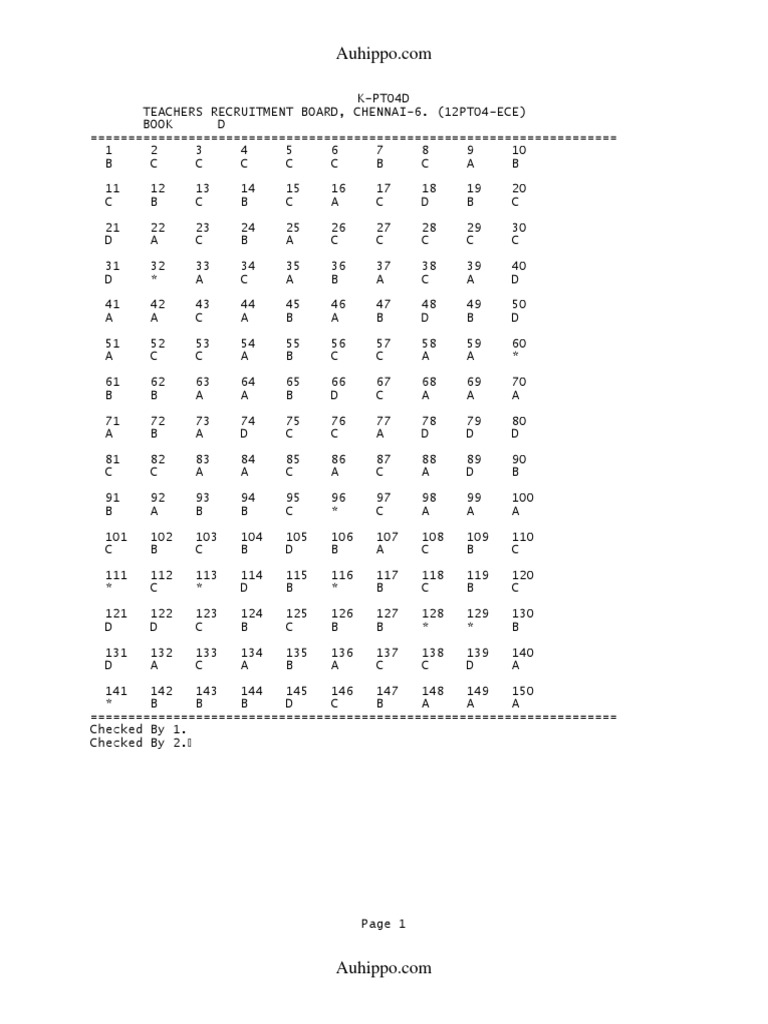 TRB Exam Answer Key 2025 | PDF