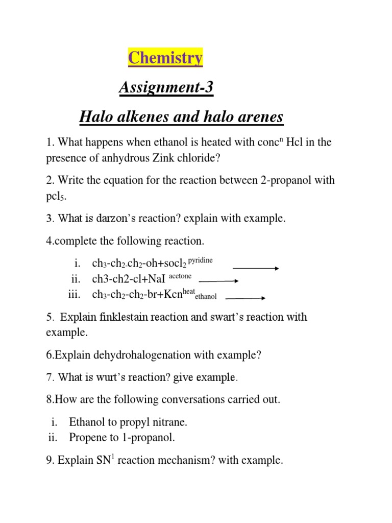 Chemistry Assignment 3 | PDF