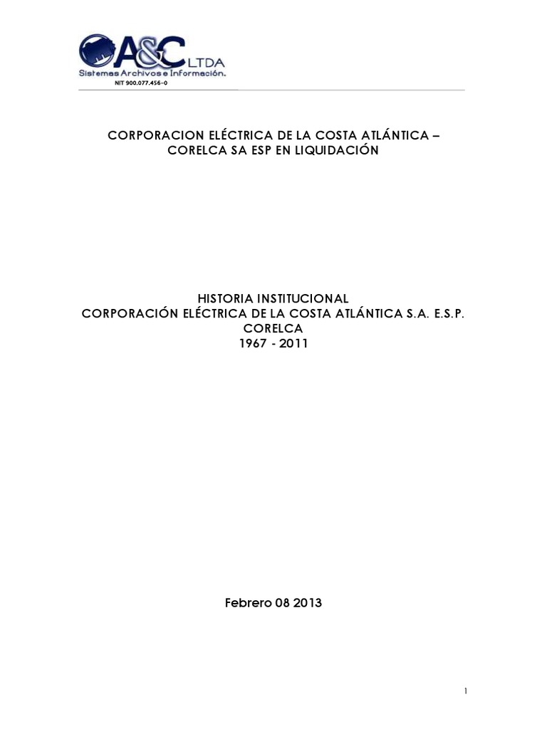 Historia Institucional Corelca Daniel Florez | PDF | Corporaciones ...
