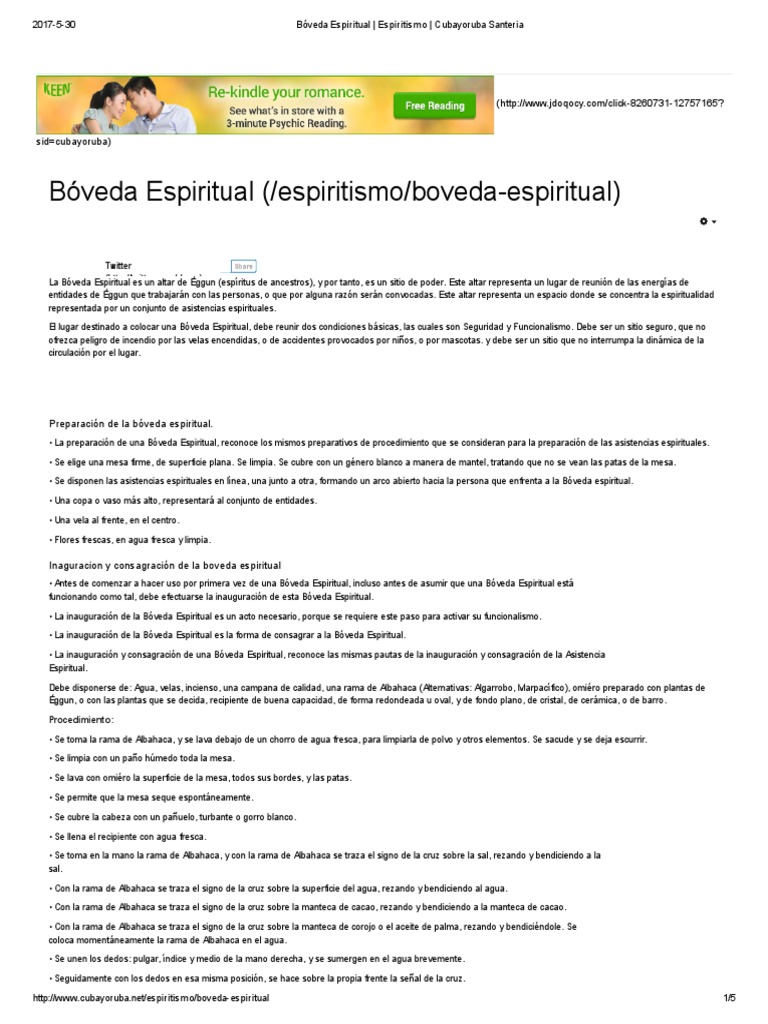 Bóveda Espiritual - Espiritismo - Cubayoruba Santeria | PDF | Albahaca ...