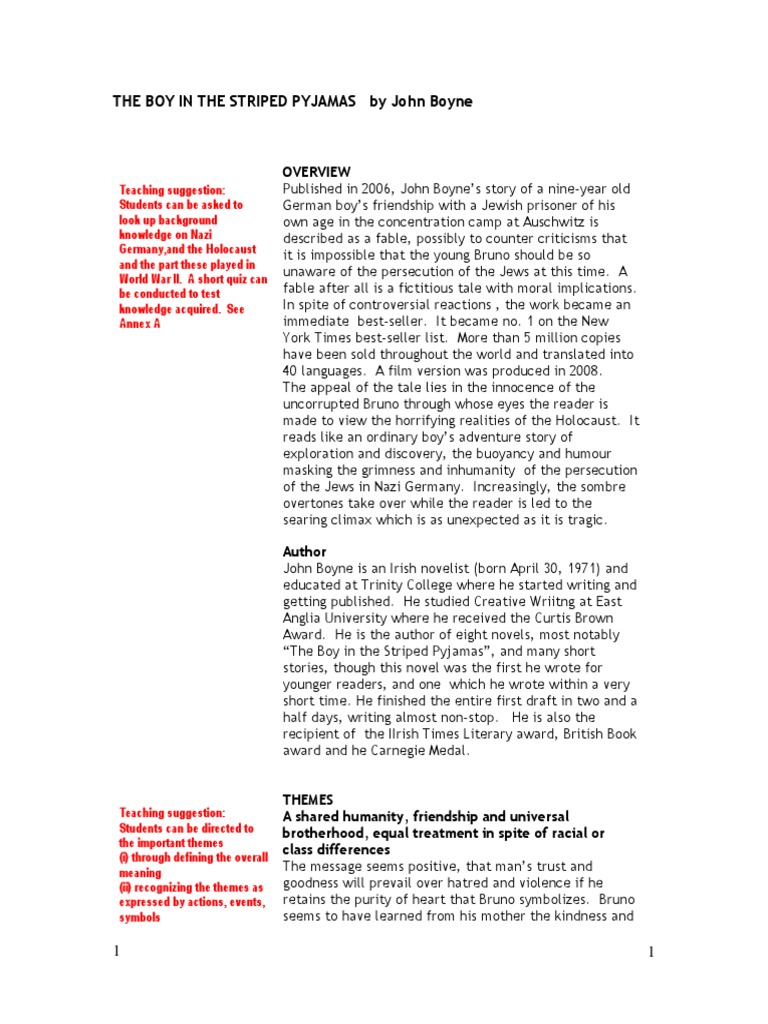 The Boy in Striped Pyjamas - Notes | PDF | The Holocaust | Nazi Germany