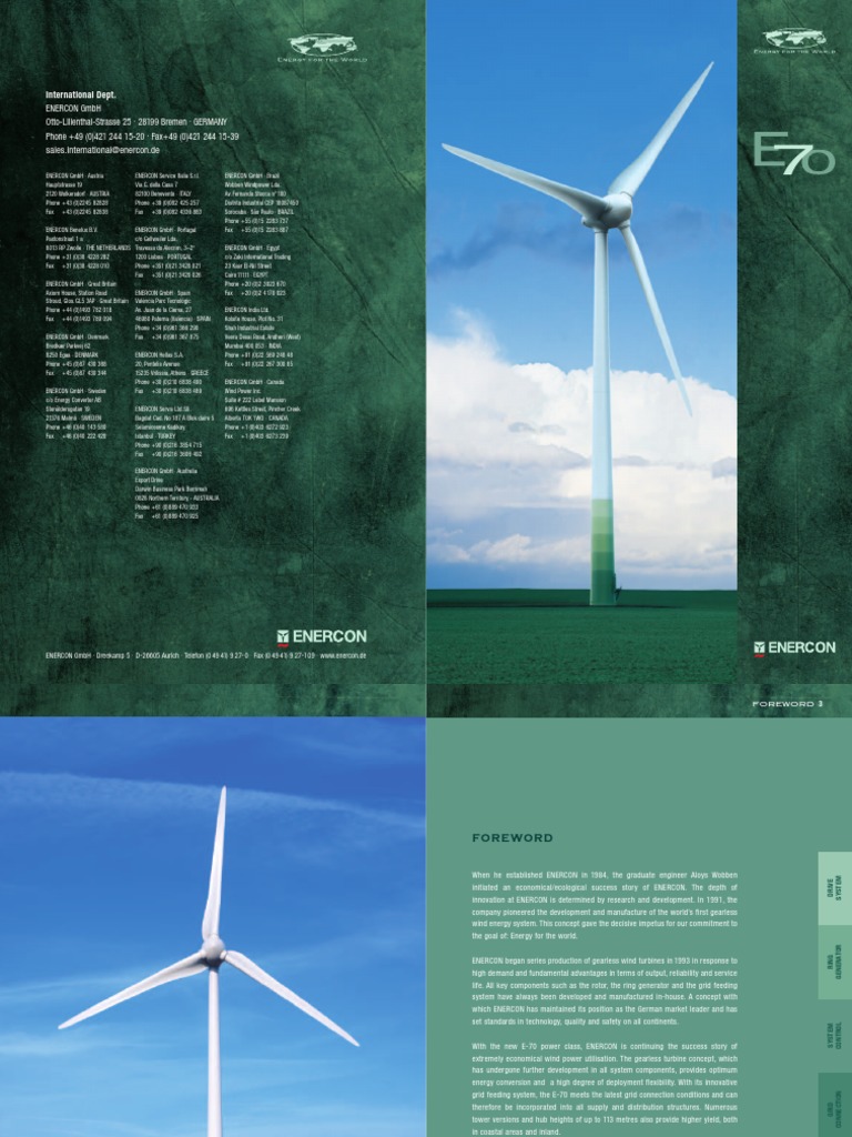 E70 Booklet | PDF | Wind Power | Electrical Grid